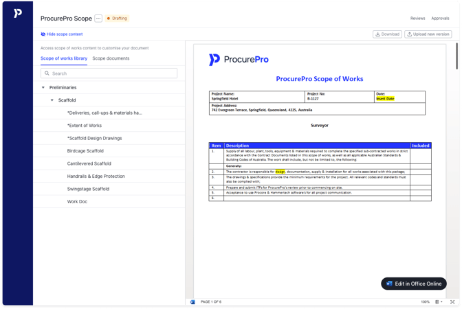 ProcurePro | Scope of Works Templates Download