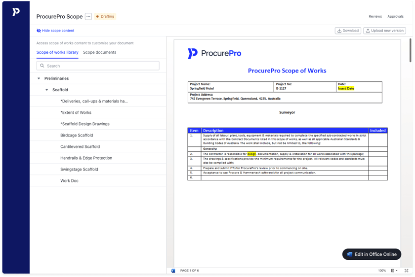 ProcurePro | Scope of Works Templates Download